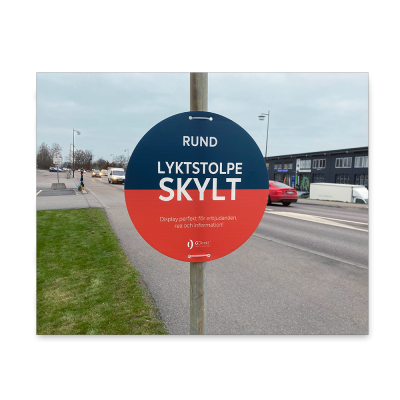 Lyktstolpe skylt - Rund, kampanj, REA & info.tryck ingår | Gdirekt.se